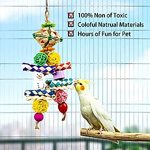 Bird Parrots Shredding Toys , 5PCS Parakeet Colorful Bamboo Hanging Toys Bird Foraging Toys for Small Medium Parrots Parakeets, Conures, Love Birds, Small Parakeets Cockatiels, Finches