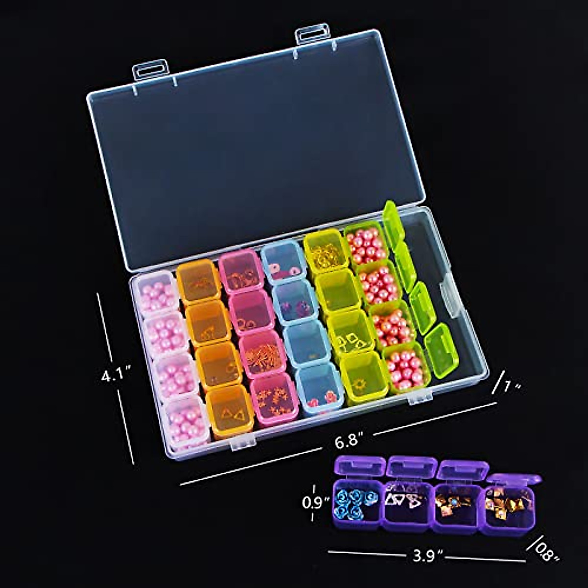 4PCS Embroidery Storage Cases Nail and diamond storage box Acrylic anti-drop transparent color jewelry box diamond painting box (Colorful)