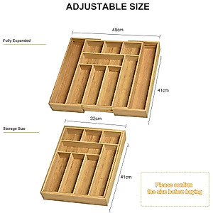 aceyoon Bamboo Kitchen Silverware Drawer Organizer,Expandable Cutlery Holder with Drawer Dividers, Adjustable Kitchen Utensil Organizer for Flatware,Utensils,Cutlery (8-10 Slot)