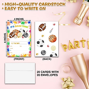 Chuxvon Birthday Party Invitations, All Star Sports Birthday Invitations, Double-Sided Fill In Birthday Invites, Birthday Party Favors Decorations Supplies, 20 Cards With 20 Envelopes(Invite-A14)