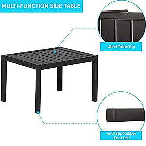 MIRSION Lounge Chair and Side Table Set of 3, Patio Chair for Outside in Swimming Pool, Beach Chaise Lounge Outdoor Recliner with Arm (Light Blue)