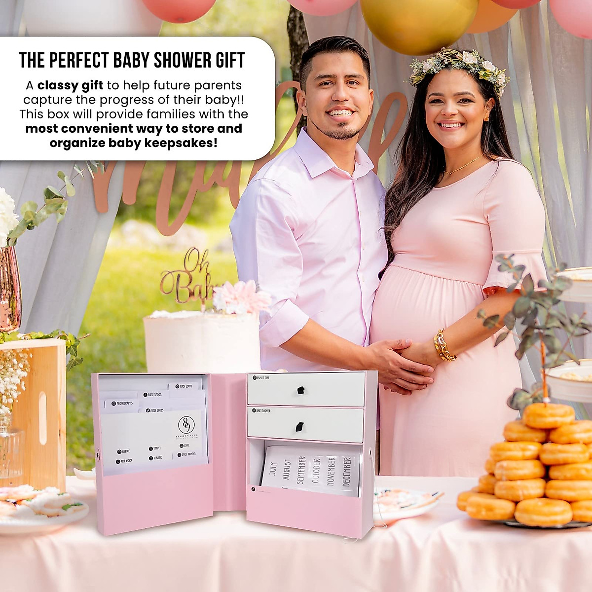 EightyNine Design Baby Keepsake Box, Baby Girl Memory Box for Keepsakes, including Paper Files and Stickers, perfect baby gift