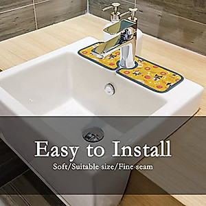 Kitchen Faucet Mats 2 Pieces Cute Dogs Funny Animal Faucet Sink Splash Guard Bathroom Counter and RV,Absorbent Faucet Counter Sink Water Stains Preventer