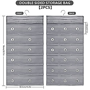 inheming 2 Pack Hanging Underwear Organizer for Closet, 12 + 18 Mesh Pockets Dual-Sided Storage Bags, Bras Panties Socks Organizer Hanger for Dormitory, Rental House, RV Wardrobe