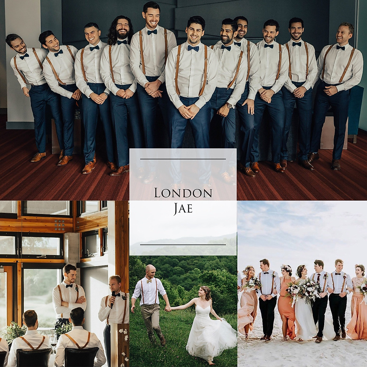 London Jae Apparel Suspenders for Men (Brass Clips, Caramel)