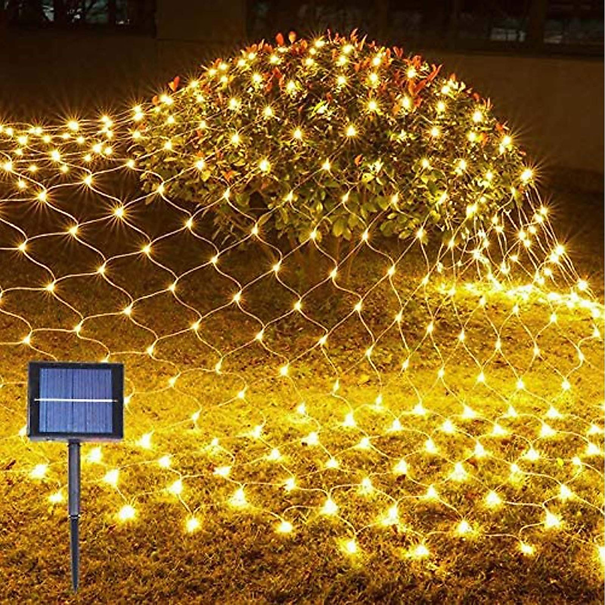 Juesi Christmas Outdoor Net Lights, Solar Mesh Lights Bush Lights Christmas Tree Netting Fairy Lights for Garden, Patio, Window, Fence, Bush, Easter Home Decoration, 8 Light Modes