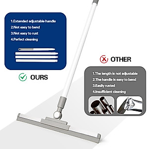 XXFLOWER Silicone Broom,Multifunction Magic Broom with Long Handle，Squeeze Broom Sweeping Water,Pet Hair Remover for Carpet,Kitchen,Bathroom Tile(Grey White)