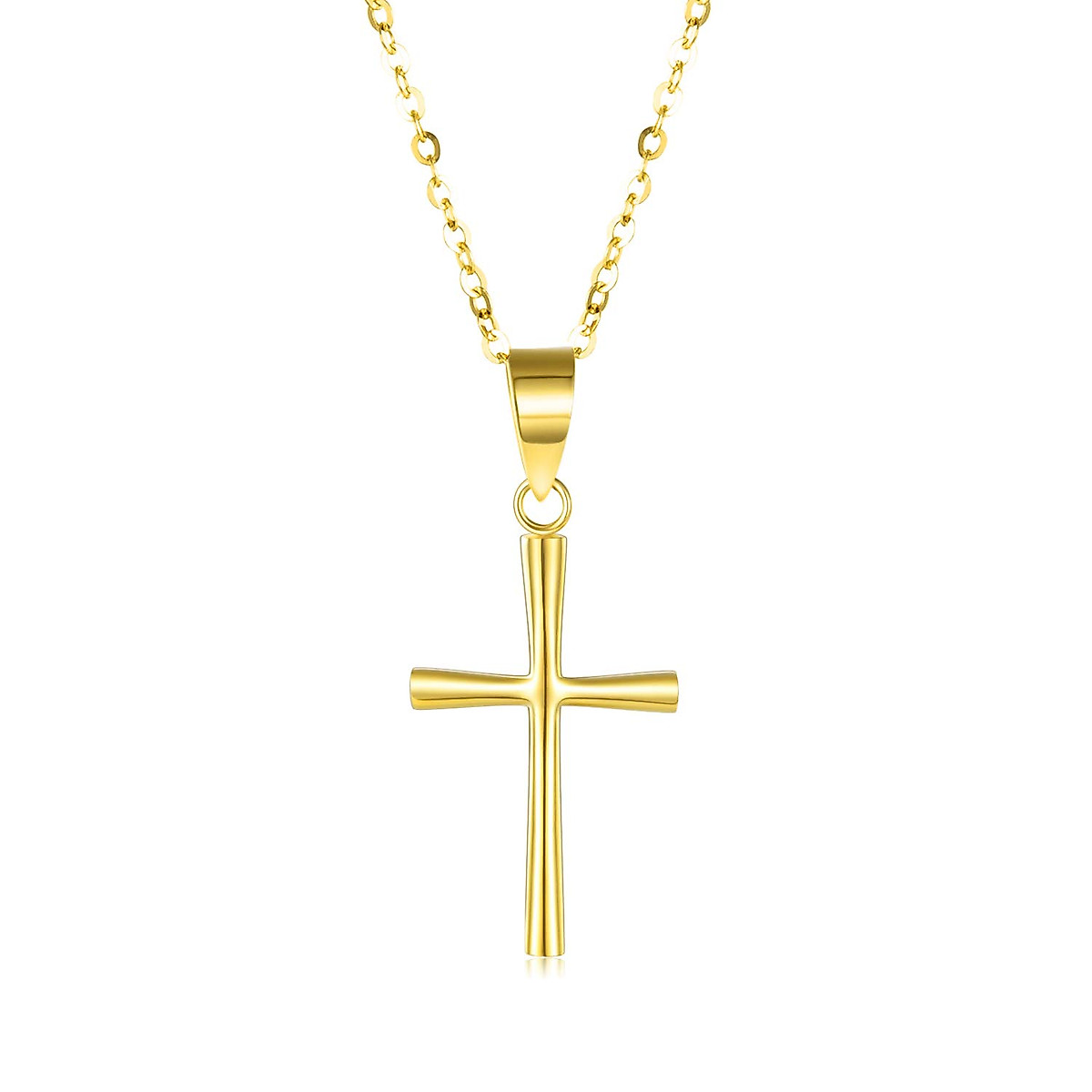 SISGEM Solid 18k Gold Cross Pendant Necklace for Women, Real 18 Carat Gold Religious Jewelry Gifts for Her, 18 inch