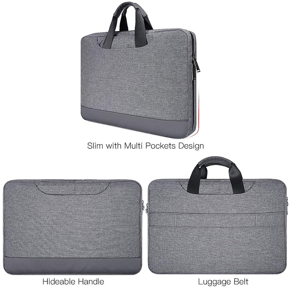 14 15 Inch Laptop Case, Men Women Laptop Bag Sleeve with Organizer for MacBook Pro 14" 16" M4/M3/M2/M1, Dell Inspiron 14, Lenovo Flex 5 14/Ideapad 3 14, HP Pavilion/Chromebook 14" Carrying Case, Gray