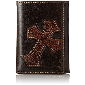Nocona Men's Diagnol Cross Embose Trifold, Brown, One Size
