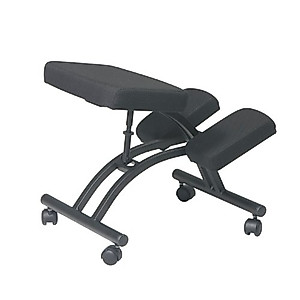 Office Star Ergonomically Designed Knee Chair with Casters, Memory Foam and Black Metal Base Black, 200 lbs (KCM1420)