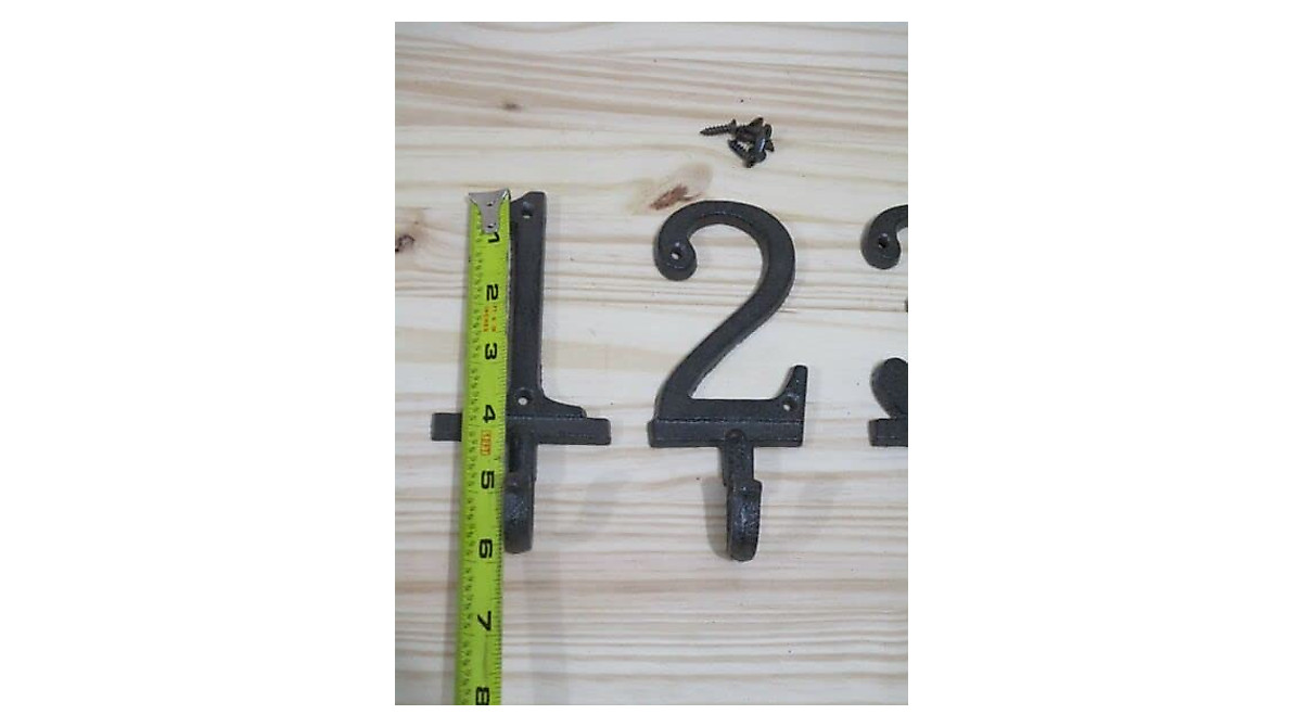 Rustic Cast Iron Coat Hooks - Numbers 1 2 3