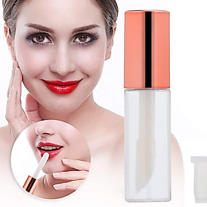 YIPINER Case of 90 packs, Empty Plastic Clear Lip Gloss Tubes Lip Balm Bottle Container Rose Gold Transparent 1.2ML Makeup Tool for Women (90 pcs, Rose Gold)