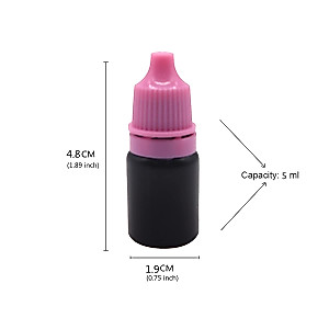Snadulor 60pcs 5ml empty black plastic squeezable dropper bottle with protective cap,eye drop bottle(Black Cap)