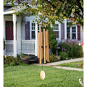 Nature’s Melody Aureole Tunes Wind Chimes – Outdoor Windchime with 6 Tubes Tuned to B Pentatonic Scale, 100% Rustproof Aluminum, Powder Finish & S Hook Hanger for Sympathy, Memorial Gift or Zen Garden