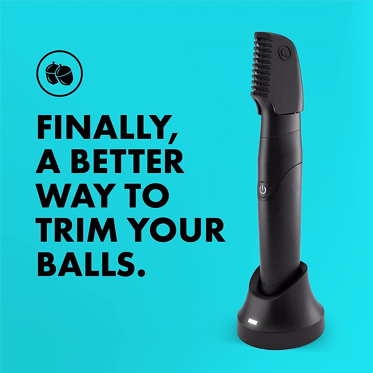 Ballsy B2 Groin & Body Trimmer for Men, Includes 2 Quick Change Heads, Waterproof, Cordless Charging Base for The Ultimate Close Shave