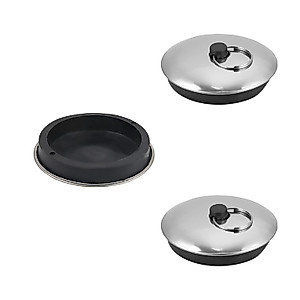 MroMax 3Pcs Stainless Steel Sink Plug Drain Stopper Fit 57mm with Ring for Bathtub Kitchen Bathroom Silver, Black