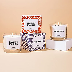 Homesick Premium Scented Candle, Happy Place - Scents of White Lily, Grapefruit, Jasmine, 3 Wick, 26 oz, 110-150 Hour Burn, Gifts, Soy Blend Candle Home Decor, Relaxing Aromatherapy Candle
