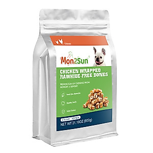 MON2SUN 2.5" Rawhide Free Dog Treats with Mixed Vegetables, Chicken Wrapped Mini Knot Bones for Small Dogs, Healthy Dog Snacks for Balanced Nutrition, 21.2oz