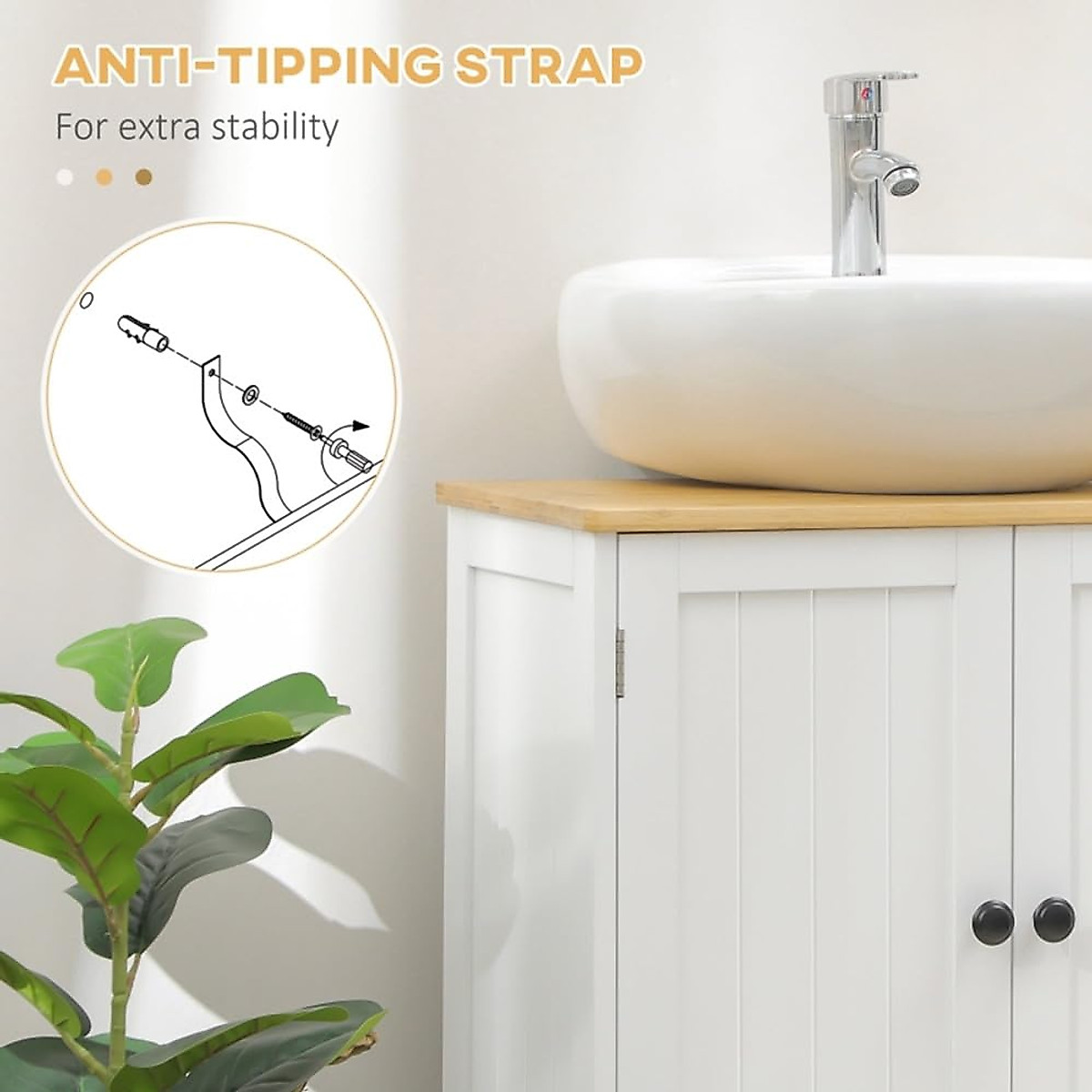 Pedestal Sink Storage Cabinet with 2 Doors and Shelf Bathroom Sink Cabinet Under Sink Cabinet Bathroom Vanity Cabinet Space Saver Organizer for Home