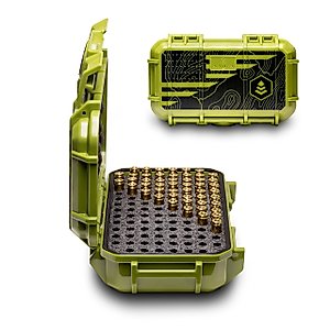 Evergreen 56 American Flag 100 Pistol Round Bullet Locking Storage Case - Travel Safe/Waterproof/USA Made - for .380 ACP, 40 S&W.45 ACP, 10mm, 5.7 FN.38 SPL.357 MAG.233 9mm Ammo (Green)