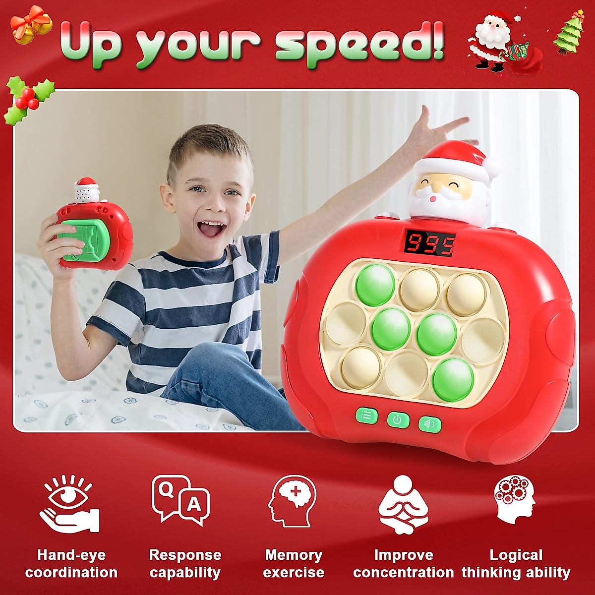 SuperMomo Pop Fidget Kids Games It Toys, Handheld Game for Kids 6-8, Fast Push Bubble Game, Bubble Stress Pop Light Up Game, Mini Games, Birthday Gifts for 8-12 Year Old Boys, Girls, Teens - Xmas