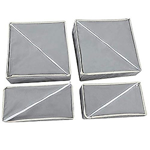 PJCSEC 4 Pcs Underwear Drawer and Closet Organizer Storage Boxes Dresser Drawer Divider Organizer for Socks Bra Underwear Clothes(Grey)