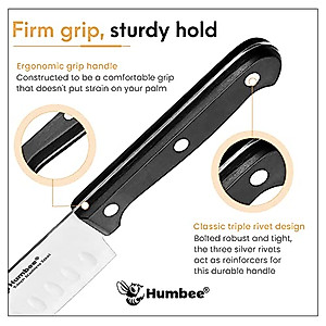 Humbee, 7.5-Inch Santoku Knife Stainless Steel Ultra Sharp Japanese Chef Knife Comfortable Grip Kitchen Knife