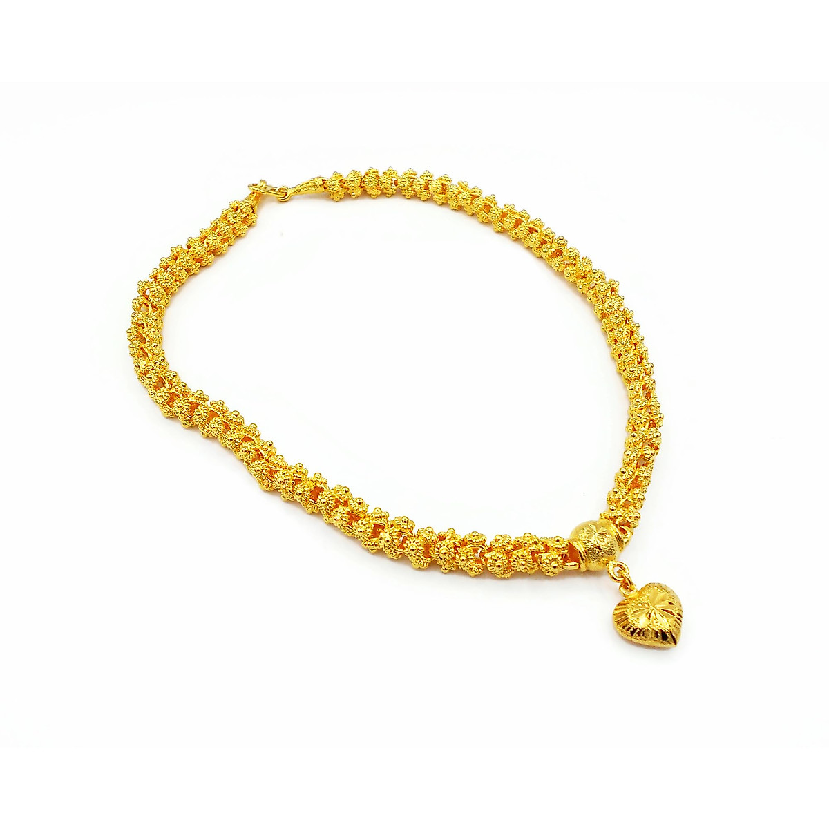 Heart Pikun Flower 22k 23k 24k Thai Baht Yellow Gold GP Necklace Pendant Jewelry Women