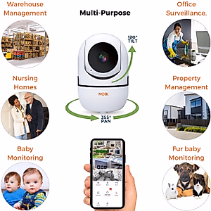 MobiCam HDX Wi-Fi Pan & Tilt Smart Nursery, Elderly & Home Monitoring Camera, 1080p HD Indoor Security Night Vision IP Camera, Motion Detection, Two-Way Audio, Cloud & SD Card Storage - (3-Pack)