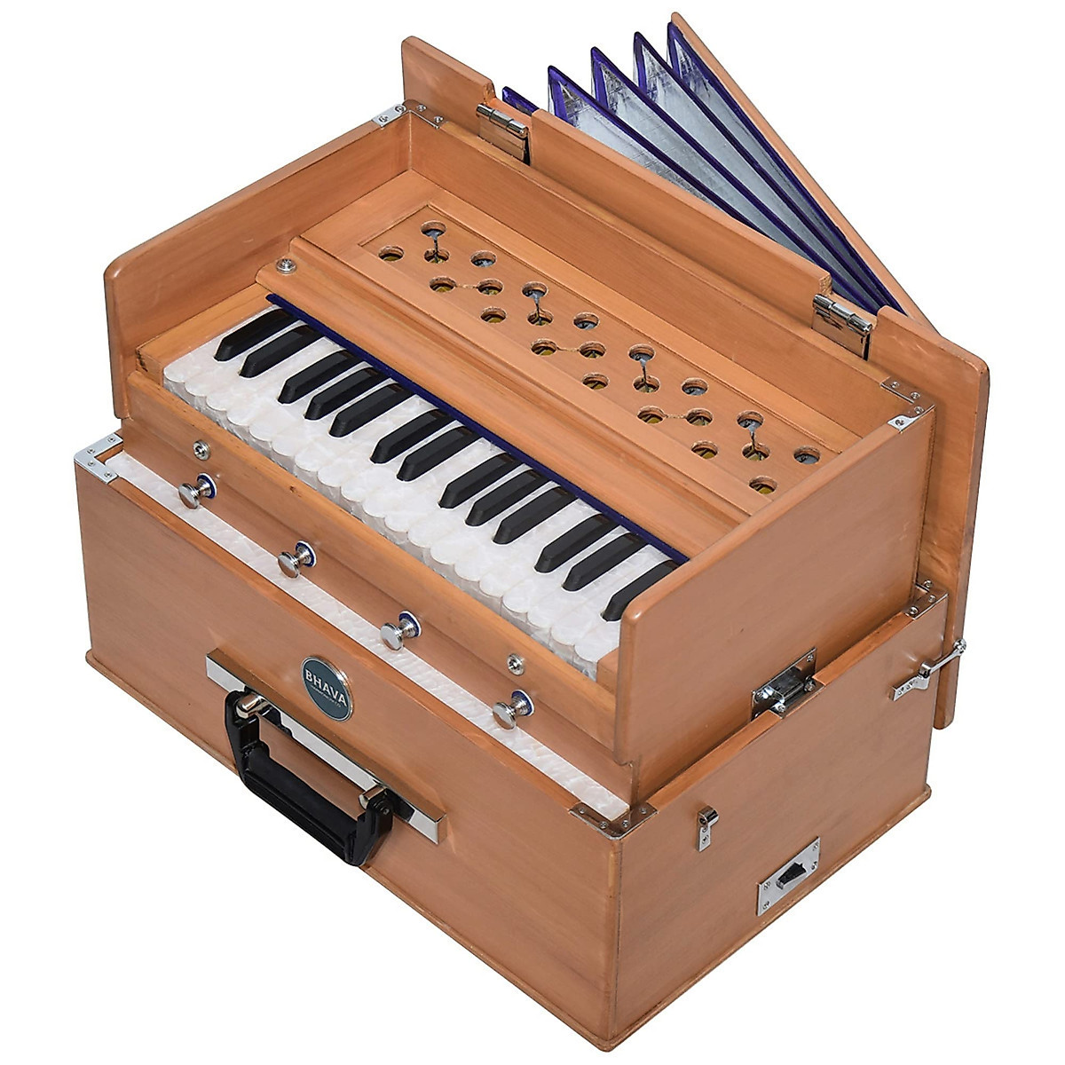 Bhava Mini "Kirtan" Harmonium | Standard Edition -Natural | Professionally Tuned & Refined in U.S.| Indian Instrument ~ Handmade, Perfect for Yoga, Kirtan | Fits in Overhead Compartment