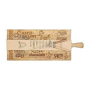 Mud Pie Wooden S'mores Map Board Set, Brown, 9" x 21.5"