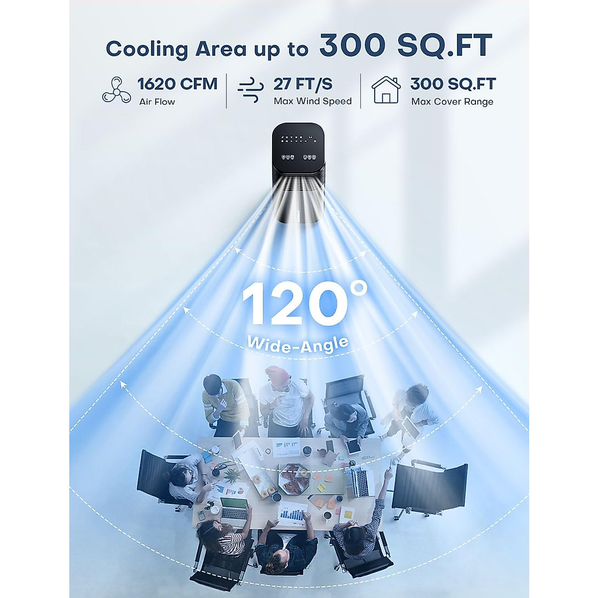 CENSTECH 4-IN-1 Portable Air Conditioners, Evaporative Air Cooler w/4 Modes & 3 Speeds, 15H Timer for Smart Auto-off, 2-Gal Tank for 20H Cooling,17FT Remote,No Hose Needed,120°Oscillating Swamp Cooler