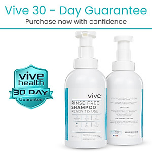 Vive Rinse Free Shampoo (4 Pack) - 16 Ounce Waterless Foam Wash For Elderly, Bedridden Patients, Women, Men - No Water Shower Cap Alternative For Washing Sensitive Skin - For Hospital, Camping, Hiking
