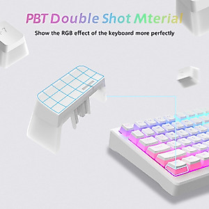 Womier Pudding Keycaps, PBT Keycaps 165 Keys Set Custom Keycap Set, Shine Through Keycaps OEM Profile, Universal Compatiability for 100%, 75%, 65%, 60% Keyboard-White