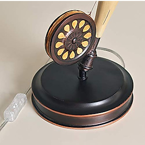 Kenroy Home 32193ORB Fly Rod Table Lamp with Oil Rubbed Bronze w/Wood Accent Finish, Rustic Style, 27.5" Height, 12" Width, 14.5" Depth