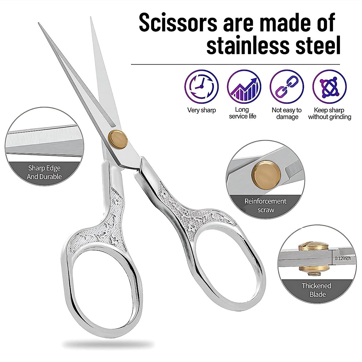 Scissors All Purpose, Embroidery Scissors, Small Scissors, Scissors For Crafting, Sewing Scissors, Sharp Scissors, Embroidery Scissors,2pack