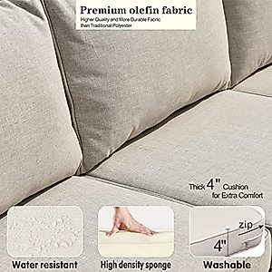 ovios Patio Furniture Set 9 PCS Outdoor Furniture PE Rattan Wicker Sectional Set with 2 Pillows and Coffee Table Backyard Garden Sofa Set, No Assembly Required (Beige)