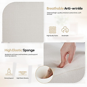 HUIMO Arm Chair Accent Chair, Wooden Mid-Century Modern Accent Chairs, Elegant Upholstered Lounge Chair for Living Room, Bedroom, Linen Fabric Padded Reading Chair, Side Chair (White)