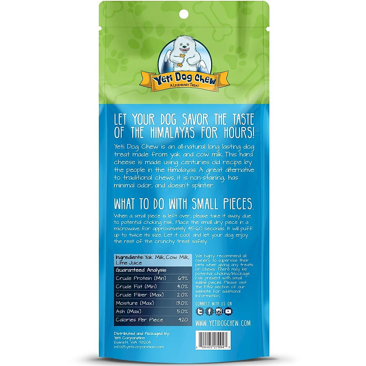 Yeti Dog Chew - Yak Cheese Himalayan Dog Chews - Healthy Long Lasting Dog Chews - Yak Chews for Large, Medium and Small Dogs - Yak Bones for Dogs - Natural Yak Cheese Dog Chews - Large, 7 oz
