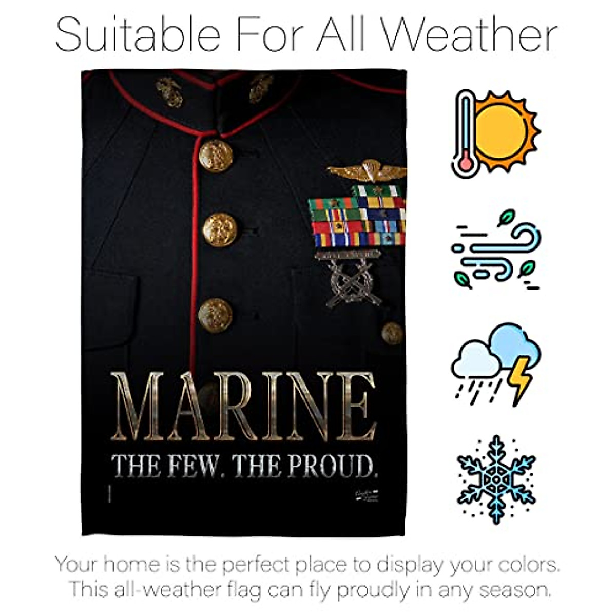 Dress Blue Marine Garden Flag - Set Mailbox Hanger Armed Forces Corps USMC Semper Fi United State American Military Veteran Retire Official - House Banner Small Yard Gift Double-Sided 13 X 18.5