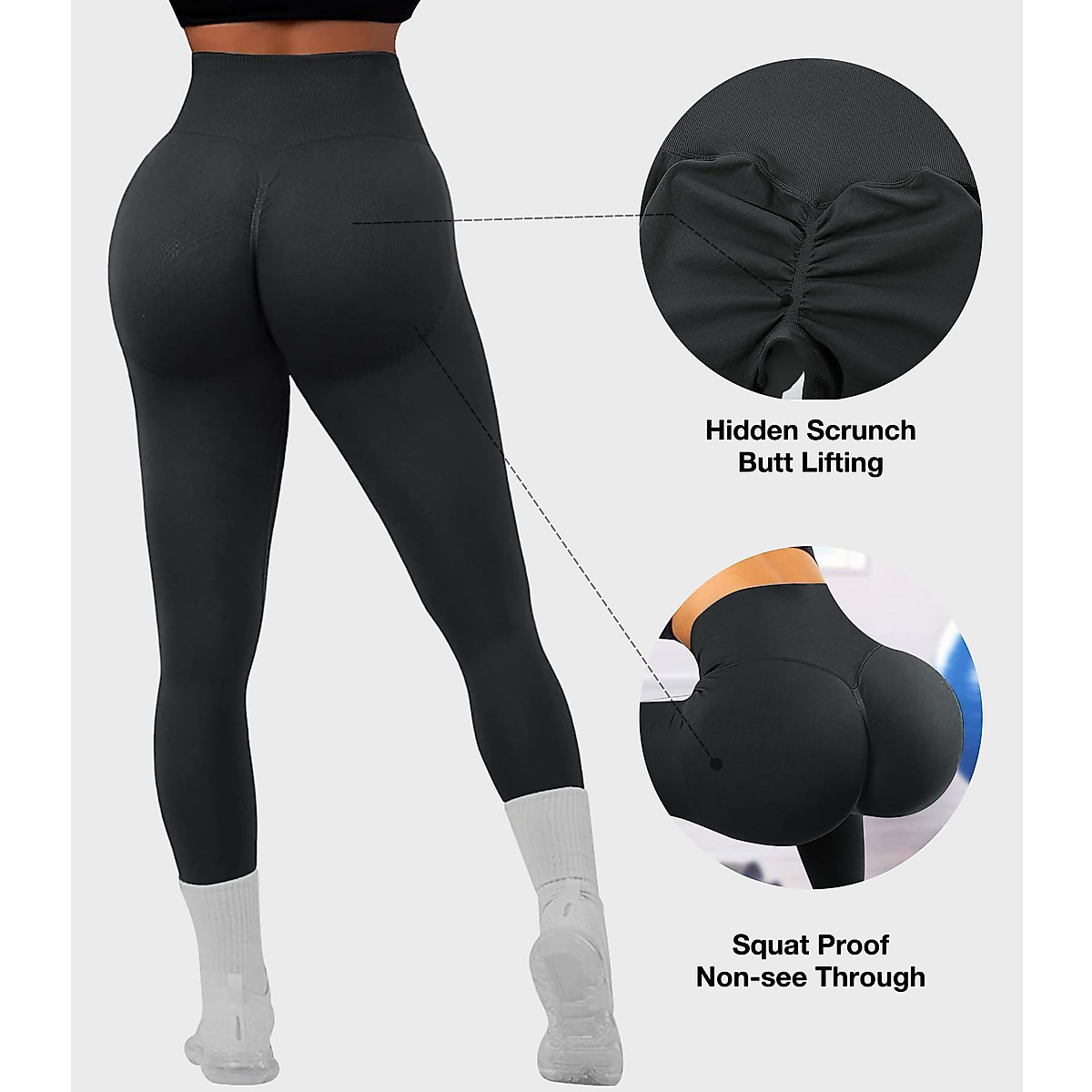 JGS1996 Hidden Scrunch Butt Lifting Leggings for Women Tummy Control High Waisted Workout Gym Seamless Impact Yoga Pants