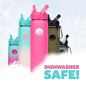 Canteenies Kids Water Bottle for School, 14 Oz, Straw Lid, Stickers, Scrunchie, Vacuum Insulated Stainless Steel Double Walled, BPA Free Food-Safe, Leak-Proof Tumbler Travel Cup For Boys