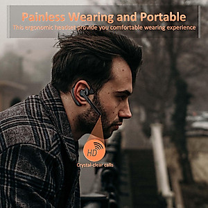 AMINY Wireless Bluetooth Headset with Dual Microphone Noise Cancelling,Auriculares Bluetooth Earpiece 30 Hrs Talking Time V5.3 Bluetooth Earphones Wireless Headset for Trucker/Driving/Office