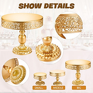 Tcomhk Gold Cake Stand Set-3 Pcs Gold Cupcake Stand-Gold Dessert Table Display Set Table Decoration Display Tower Plate for Baby Shower, Wedding, Birthday Party, Chrismas Celebration