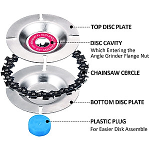 5 Pieces 5/8 Inch Chain Disc Saw Blades for Angle Grinders - 22 Teeth Wood Carving Discs and Grinding Attachment Wheels