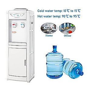RICA-J Water Dispenser, 5 Gallon Top Loading Water Cooler, Plastic Water Cooler Dispenser with Child Safety Lock & Cabinet, White (RJVWD02AEWT)