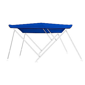 LIKE RAIN Bimini Top Fabric Replacement Canvas Canopy,3 Bow Bimini Top Cover for Boat with Storage Boot,600 D Anti-UV Waterproof Bimini Top Canopy Without Frame,Blue,6'x46x55-60inch