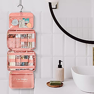 BOOMRICH Travel Toiletry Bag, Hanging Toiletry Bag Cosmetic Bag, Makeup Bag Organizer for Accessories, Shampoo, Full Sized Toiletries (Pink, Medium)
