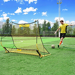 PodiuMax Upgraded Portable Soccer Trainer, 2 in 1 Soccer Rebounder Net to Improve Soccer Passing and Solo Skills, 6ft x 4.7ft